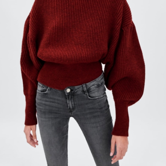 Zara | Sweaters | Zara Red Ribbed Sweater | Poshmark